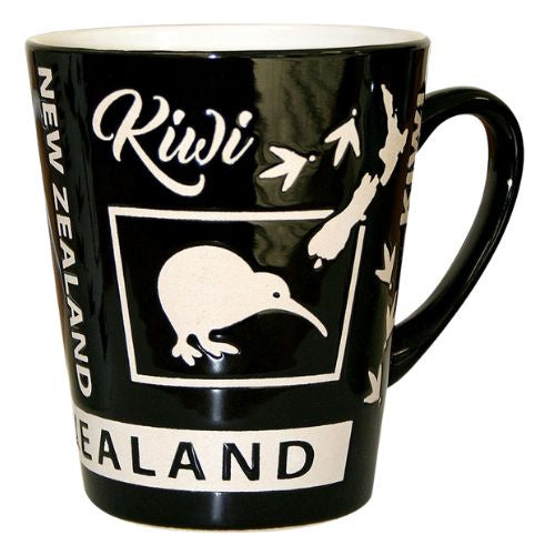 NZ Kiwi Mug - Black & White – Creative Treasures NZ