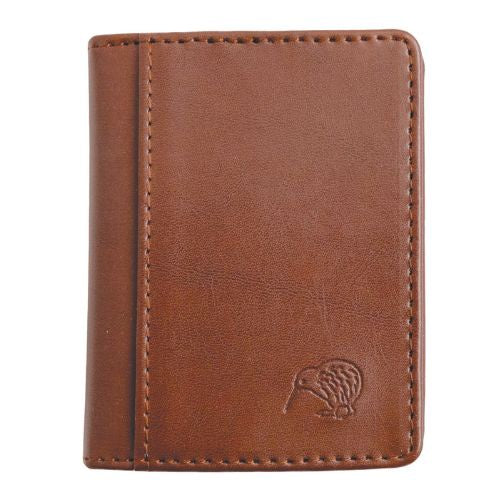 Mens NZ Kiwi Card Wallet - Brown — Creative Treasures NZ