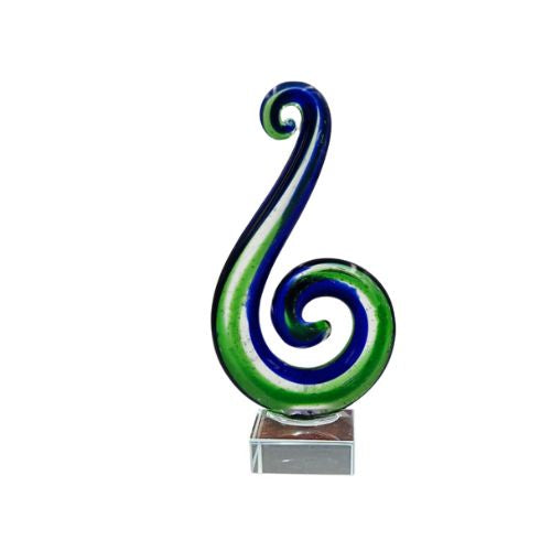 Glass Mini Koru Double - Green/Blue — Creative Treasures NZ