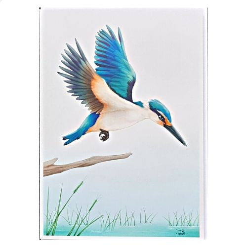 Sophie Blokker Greeting Card Kotare in Flight — Creative Treasures NZ